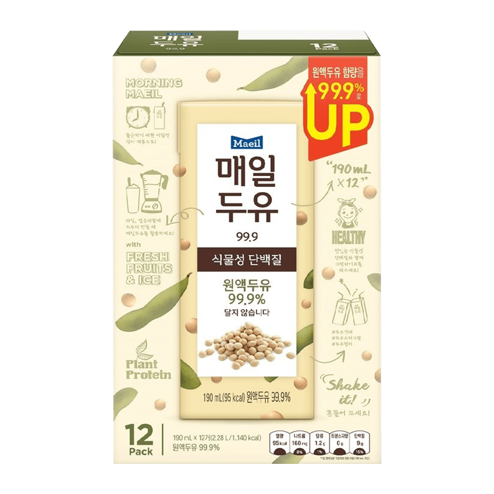 Maeil Soy Milk 99.9 6.7 fl.oz(190g) 12 Packs 매일 두유 – Anytime Basket